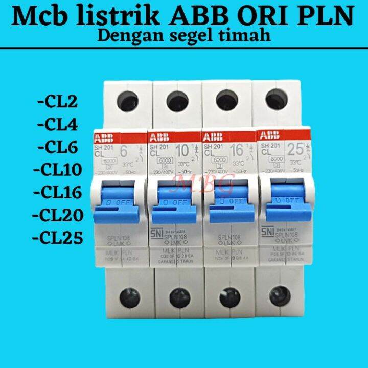 MCB listrik ABB standar PLN ori dengan segel timah tuas biru cl2 cl4 cl6 cl10 cl16 cl20 cl25 ...