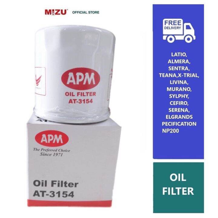 MIZU APM NISSAN Oil Filter ( NISSAN Oil Filter LIVINA,LATIO, SLYPHY, ALMERA, TEANA, XTRAIL ...
