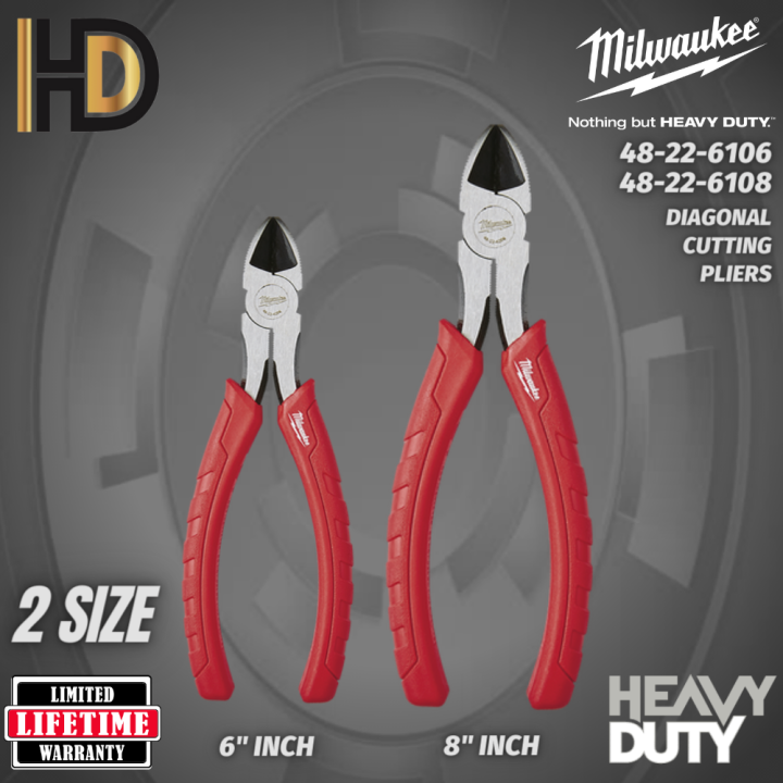 Milwaukee Diagonal Cutting Pliers / 2 Size Diagonal Pliers / 6" + 8 ...