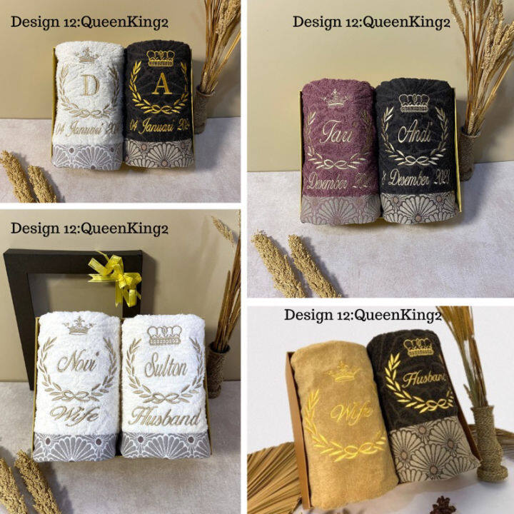 Handuk Couple Wedding Design Handuk Bordir Nama Handuk seserahan ... Handuk Couple Wedding Design Handuk Bordir Nama Handuk seserahan ...