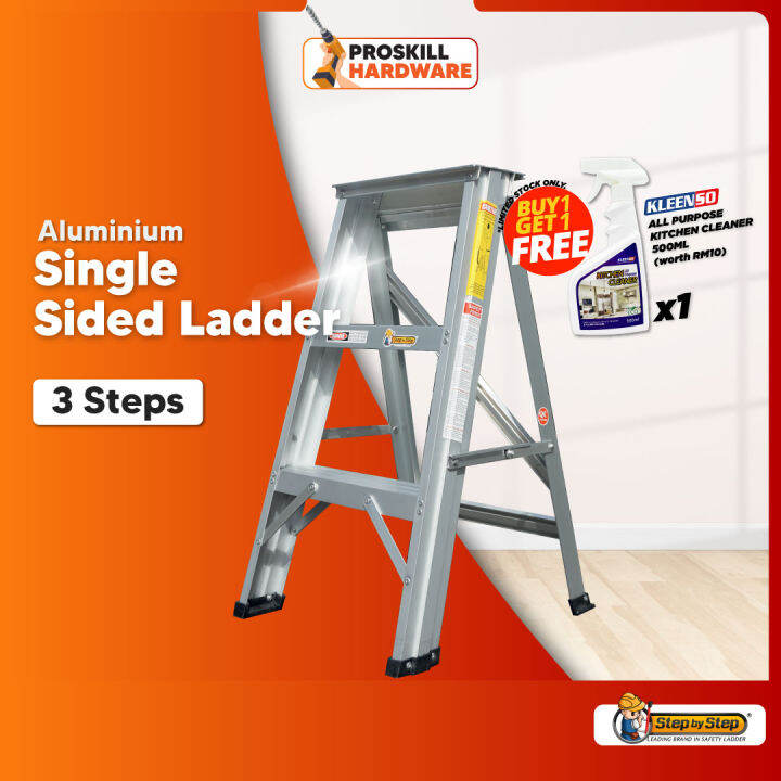 PROSKILL HARDWARE Aluminium Step Ladder Single Sided Ladder with Rubber ...