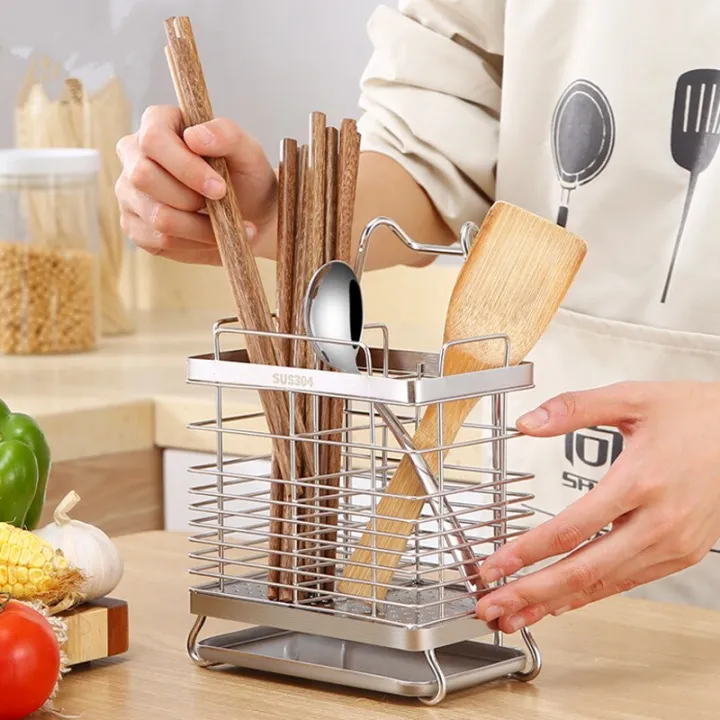 Stainless Steel Kitchen Utensils Spoon and Fork Organizers Chopsticks ...