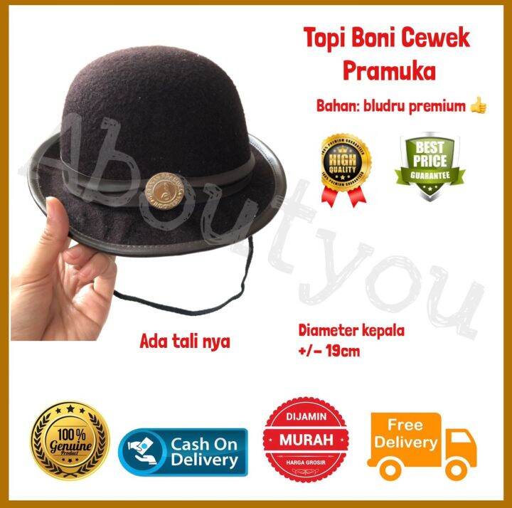 Topi BONI Pramuka Laken Topi Pramuka Cewe All Size Seragam Topi Sekola ...
