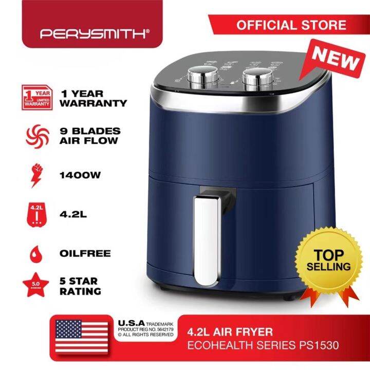 PerySmith PS1530 3D Air Fryer Ecohealth II Series 1400W 4.2L | Lazada PH