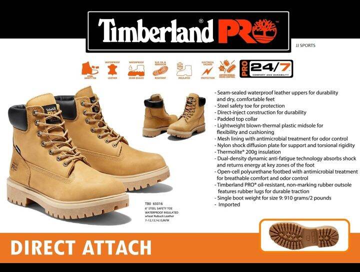 MEN'S TIMBERLAND PRO 65016 DIRECT ATTACH 6" STEEL SAFETY TOE BOOTS ...