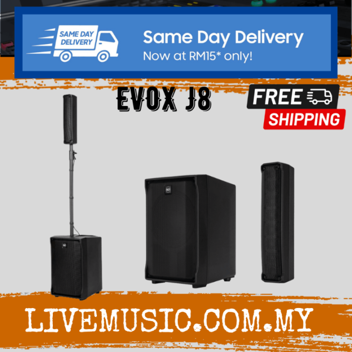 RCF EVOX J8 Active 12" 2-Way 1400W Portable Line Array PA System ...