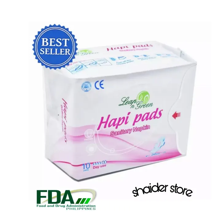 Lean ad Green Hapi Pads Sanitary Napkin (Negative Ion) 10s DAY Use ...