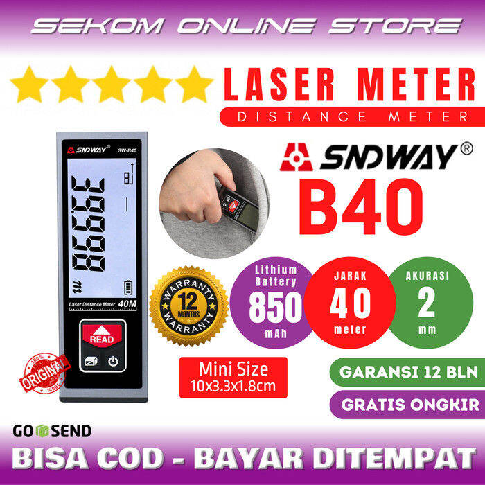 SNDWAY Mini Meteran Laser Digital Distance 40 50 60 Meter SW-B40 B60 ...