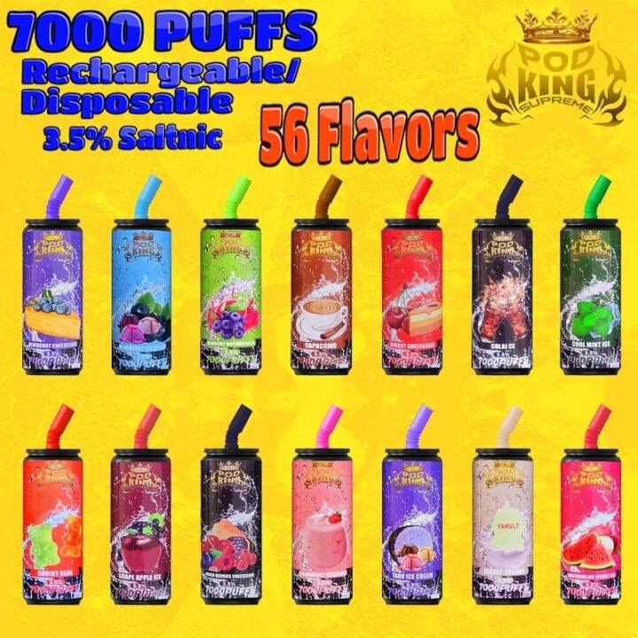 PUFF BAR POD KING SUPREME 7000 PUFFS RECHARGEABLE DISPOSABLE MODS ...