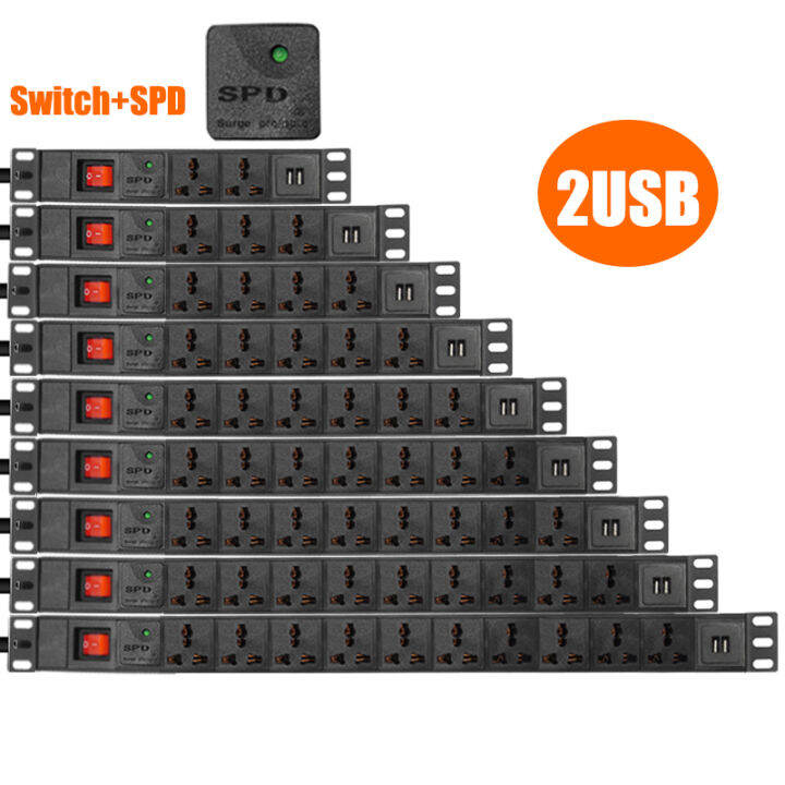 1U Power Distribution Unit (PDU) Power Strip Unit 3500W 2USB+2-12 ...