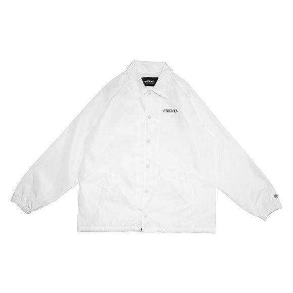 5THEWAY® /solid/ BIG LOGO COACH JACKET in WHITE aka Áo khoác dù trắng ...