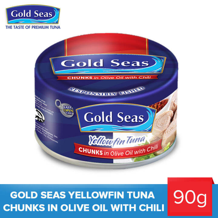 Gold Seas Yellowfin Tuna Chunks in Olive Oil w/ Chili 90g - Easy Open ...