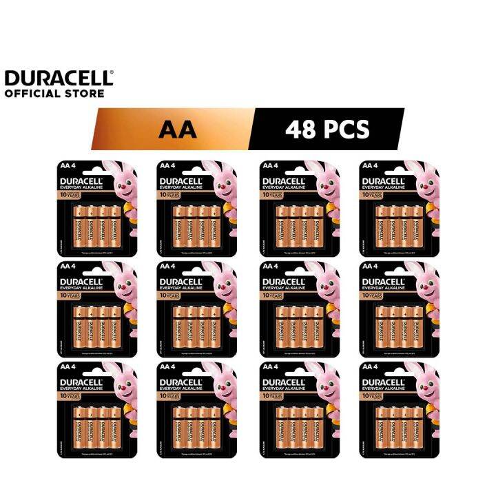 [Bundle of 12] Duracell Everyday Alkaline AA4 Batteries, pack of 4 | Lazada PH