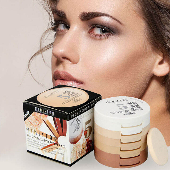 5 In 1 Makeup Face Concealer Pressed Powder Contour Shading Concealer ...