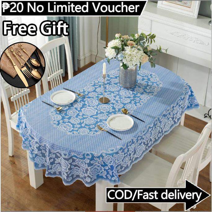 【COD5】 4/6/8/10 Seaters Oval Table Cloth Fold Tea Dinning Cover ...