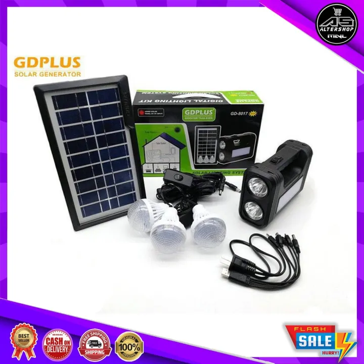 Original Gdlite Gdplus Gd-8017 Plus Solar Lighting System Kit (Black ...