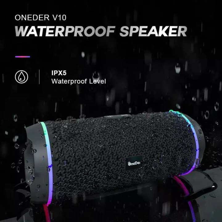 OneDer V10 TWS Bluetooth Speaker with LED IPX5 Waterproof Bike Mount ...