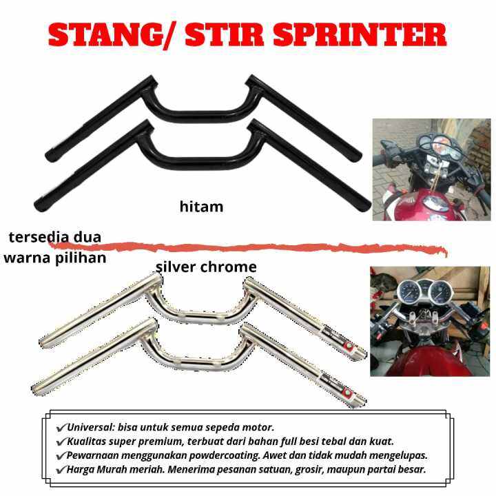 STANG/ STIR SPRINTER UNIVERSAL— UKURAN PENDEK— WARNA HITAM DAN SILVER ...