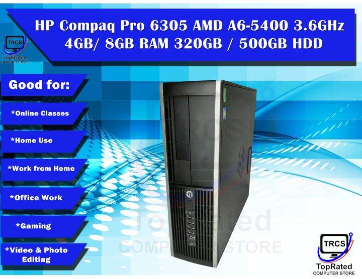 Computer Desktop HP Compaq Pro 6305 AMD A6-5400 3.6GHz 4GB / 8GB RAM ...