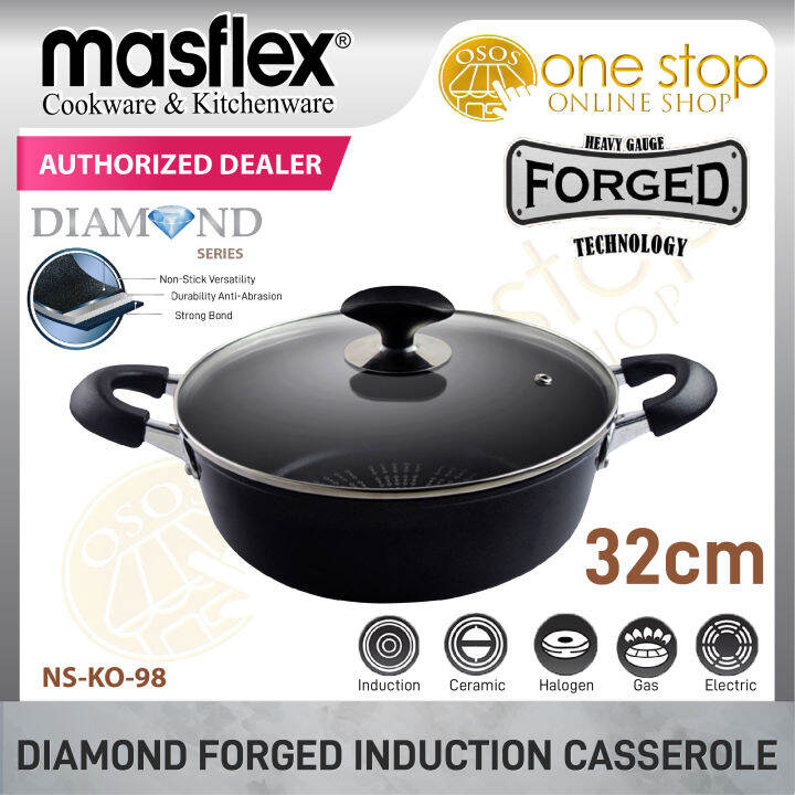 MASFLEX Original FORGED BLUE DIAMOND 32cm NON-STICK INDUCTION LOW ...
