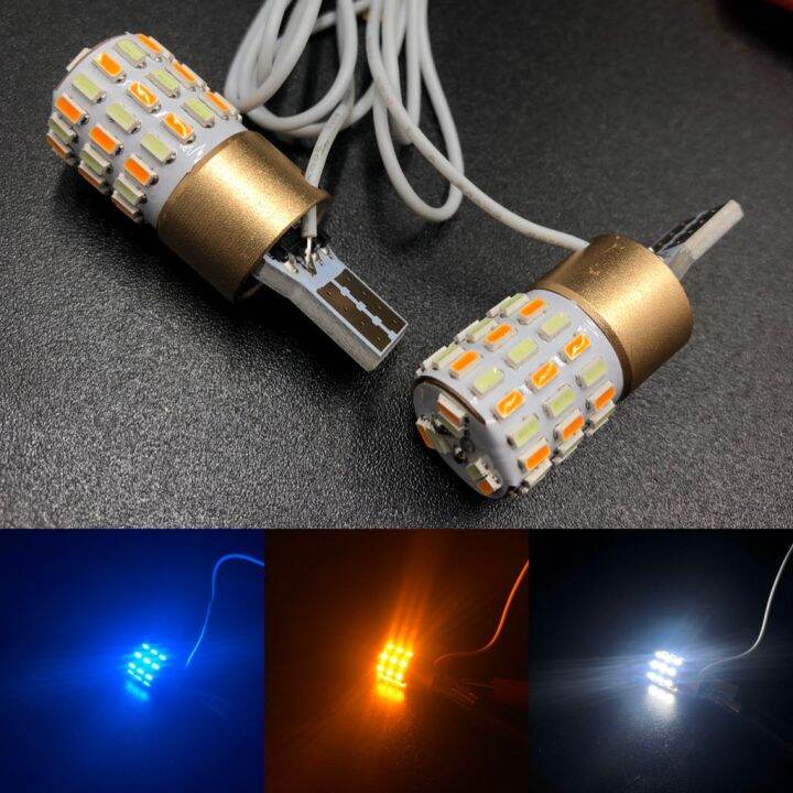 MOTORCYCLE CAR T15 DUAL CONTACT SIGNAL LIGHT PARK LIGHT DUAL COLOR ...