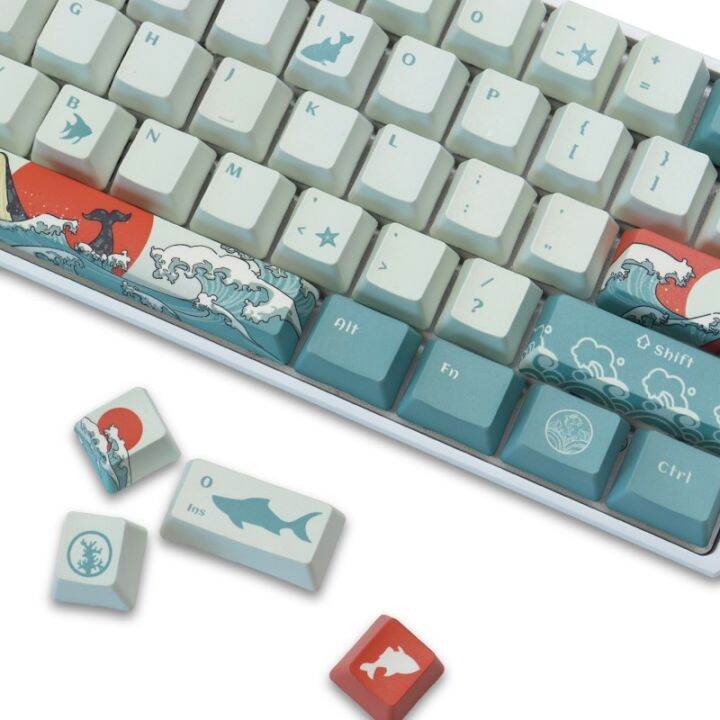 108 Coral Sea Keycaps OEM PBT Keycap Dye-Sub For GK61/Ducky /Womier ...