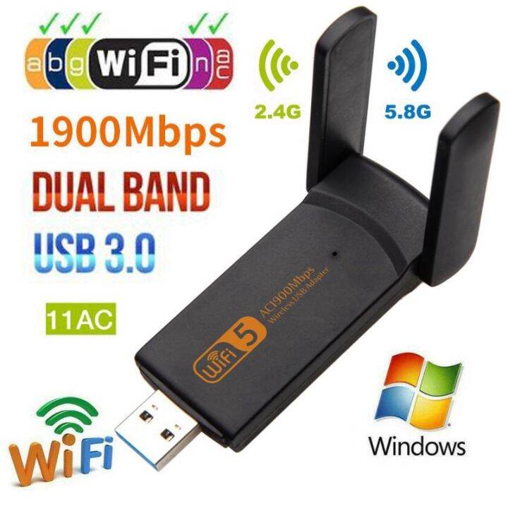 USB3.0 Wifi Adapter 1300Mbps 1900Mbps Dual Band 2.4Ghz 5.8Ghz Wi-fi Dongle 802.11AC Network Card ...