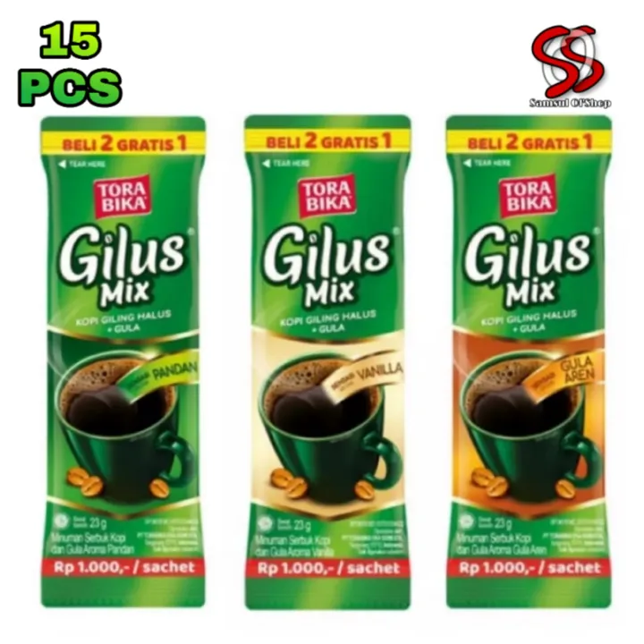 Kopi Torabika Gilus Mix 3 Rasa Vanilla - Gula Aren - Pandan Isi 15 Pcs ...