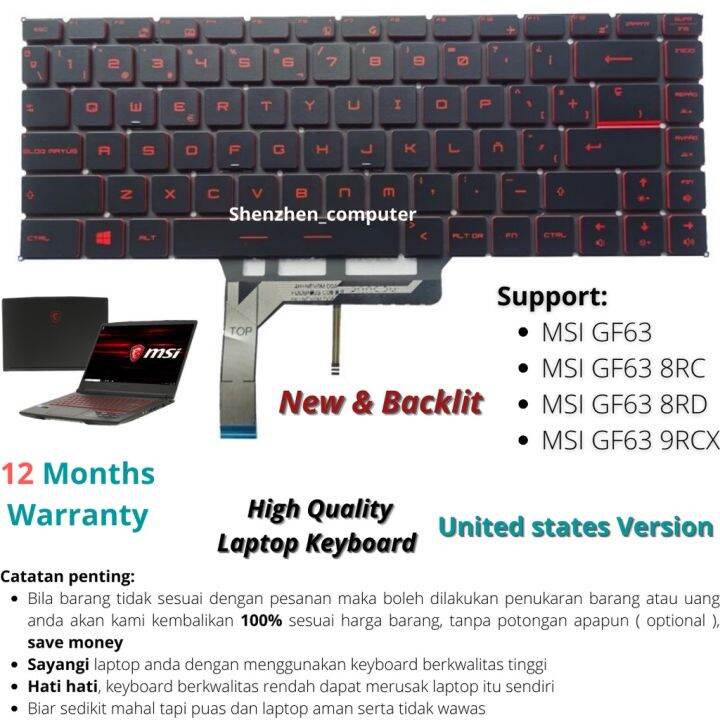 Keyboard Laptop MSI GF63 | Lazada Indonesia