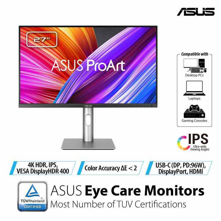 ASUS ProArt Display PA279CRV Professional Monitor – 27-inch, IPS, 4K UHD (3840 x 2160), 99% DCI ...
