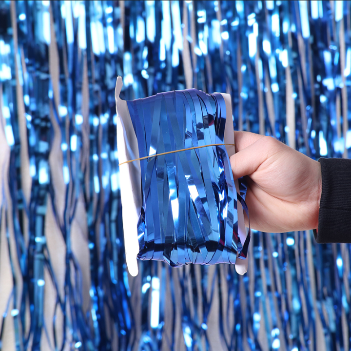 Blue Foil Curtain Metallic Fringe Background Birthday Party decoration ...