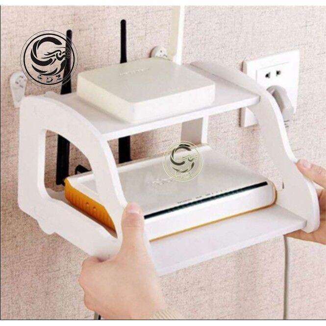 Wooden Wall Mounted Wifi Router Shelf Set-Top Box Bracket Storage Box ...