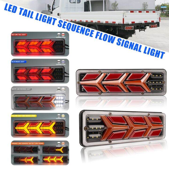 12-24V LED Truck Tail Light Rear Lights Turn Signal Brake Reverse ...