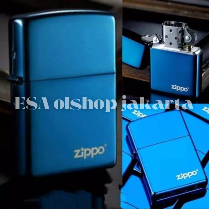 korek api zippo classick jadul warna blue ice logo bisa di isi ulang ...