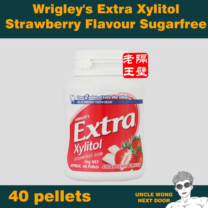 Wrigley's Extra Xylitol Strawberry Flavour Sugarfree Gum 40 Pellets 56g Uncle Wong | Lazada