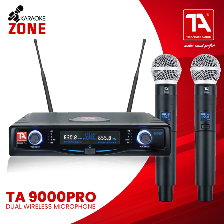 Titanium Audio TA 9000 PRO / Wireless Microphone / UHF Professional DUAL Wireless Microphone ...