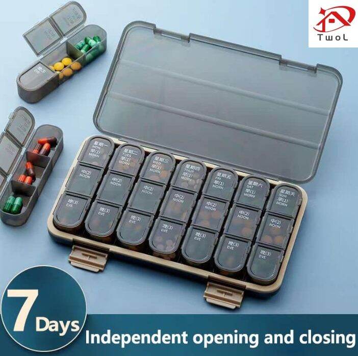 TwoL Box 7-day Pill Box High-capacity Sub Packing Box Portable Type ...