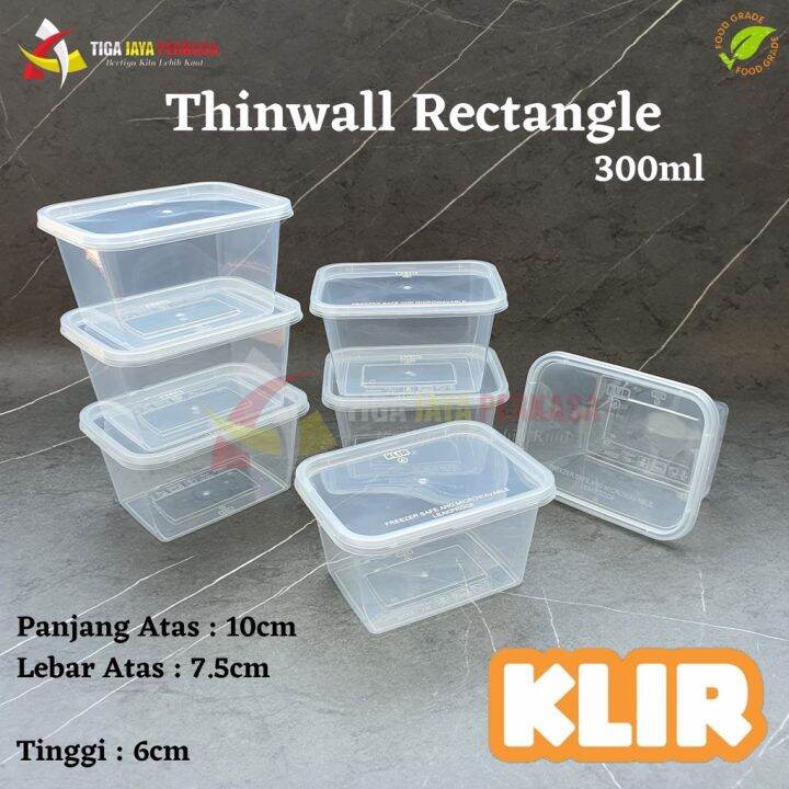 Thinwall KLIR Rectangle 300 ml / Kotak Makan 300 ml / Thinwall 300ml Rec @25pcs | Lazada Indonesia