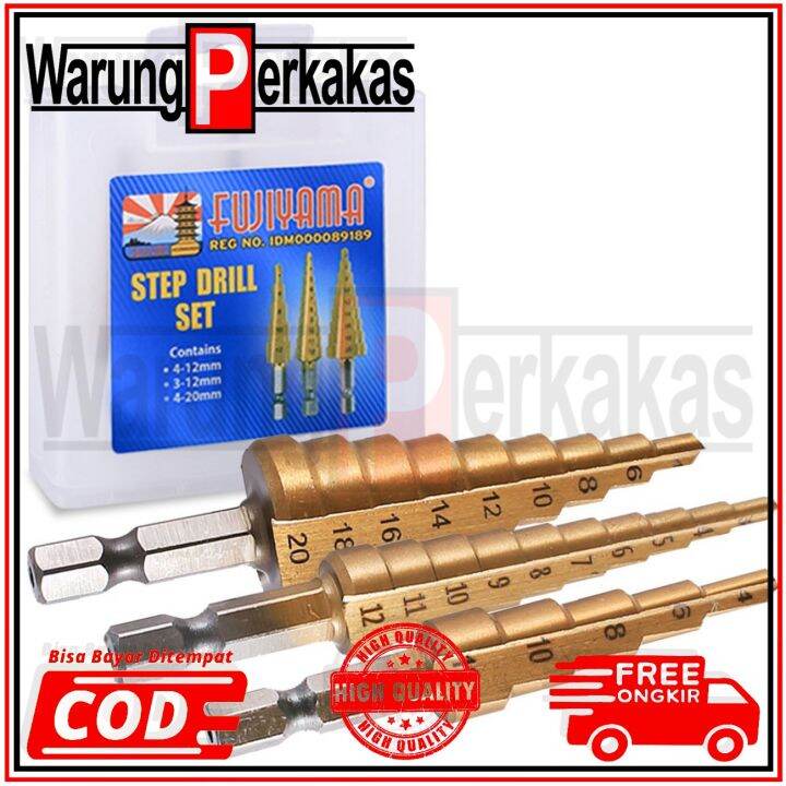 Fujiyama Matabor Susun Set 3pc Mata Bor Menara ( Step Drill ) | Lazada ...
