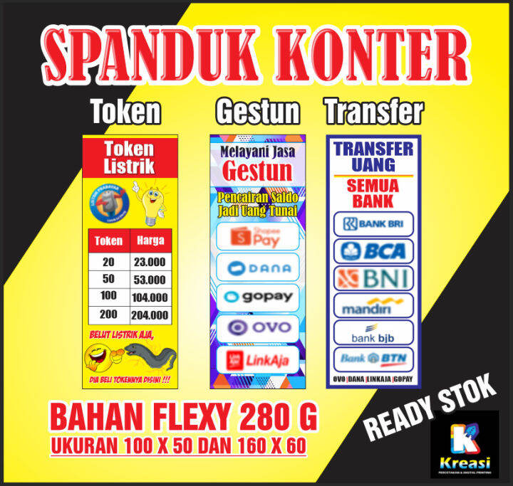 SPANDUK BANNER MELAYANI TRANSFER/TOKEN FREE EDIT | Lazada Indonesia