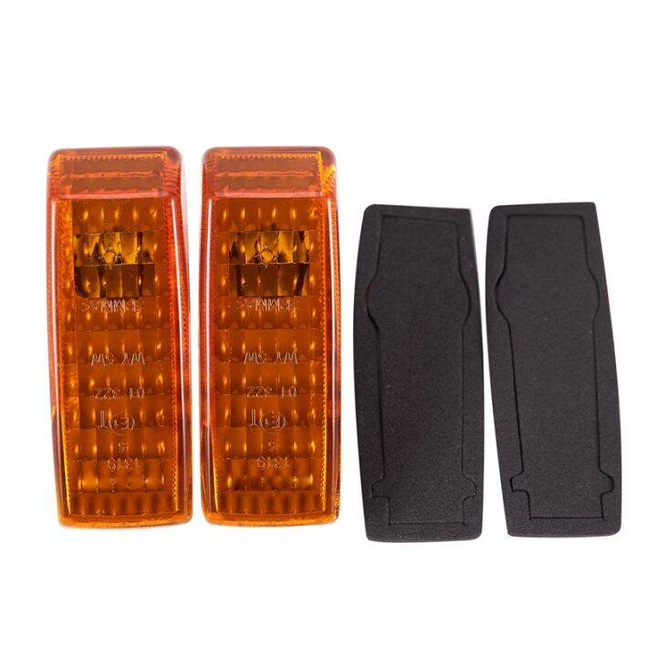 2Pcs Car Fender Turn Signal Light Indicator Repeater Lamp Cover Yellow ...