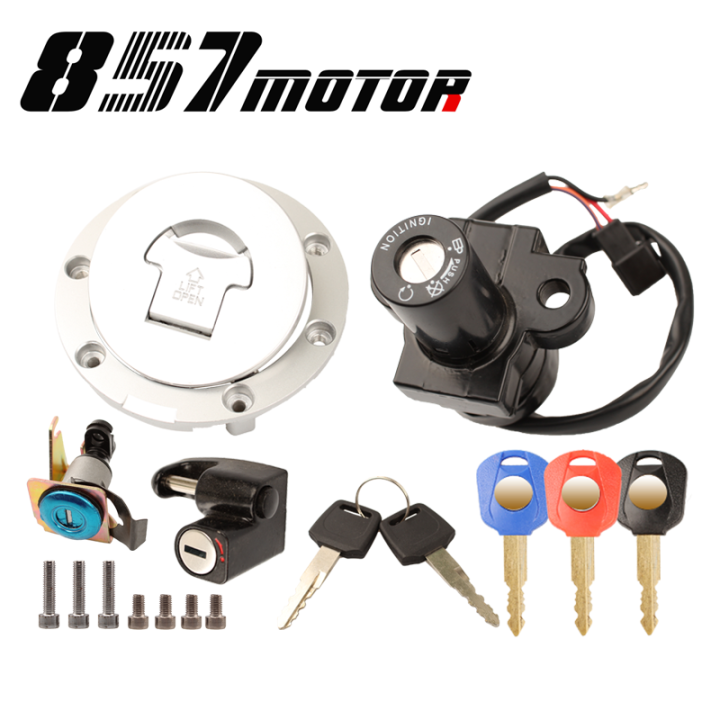 NEW Motorbike Street Ignition Switch Lock Key Set Gas Tank Cap Cover ...