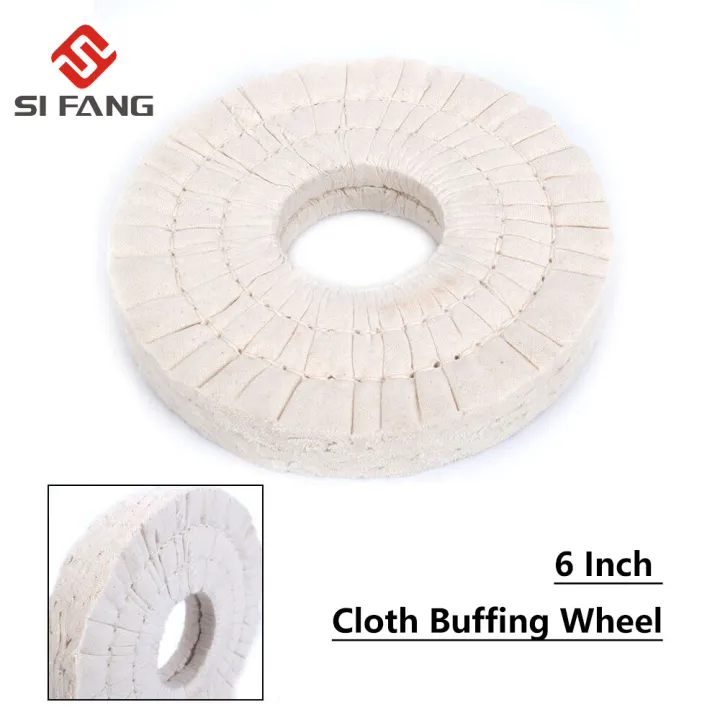 SI FANG 6 inch Cloth Buffing Polishing Wheel 2 inch Bore Cotton Airway ...