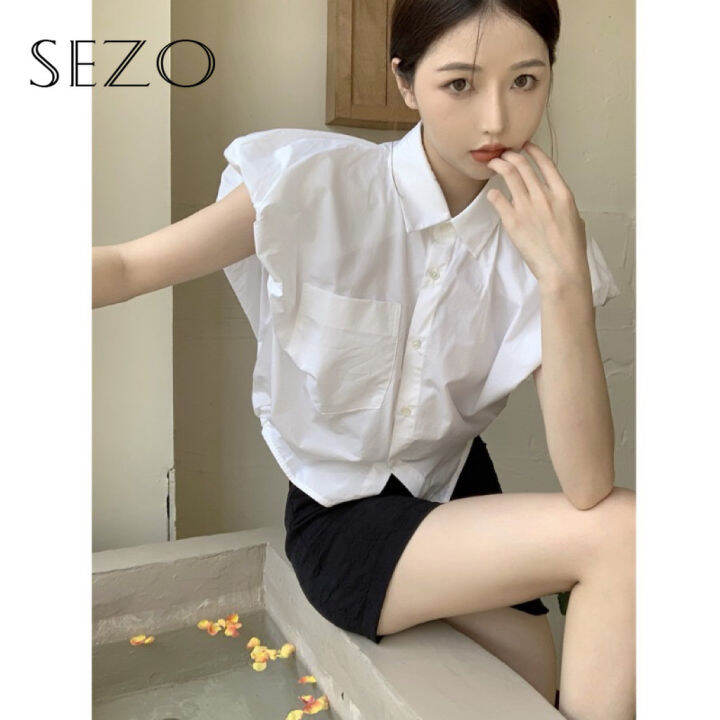 SEZO เสื้อเชิ้ตแขนสั้นคอโปโลผู้หญิงฉบับภาษาเกาหลี | Lazada.co.th