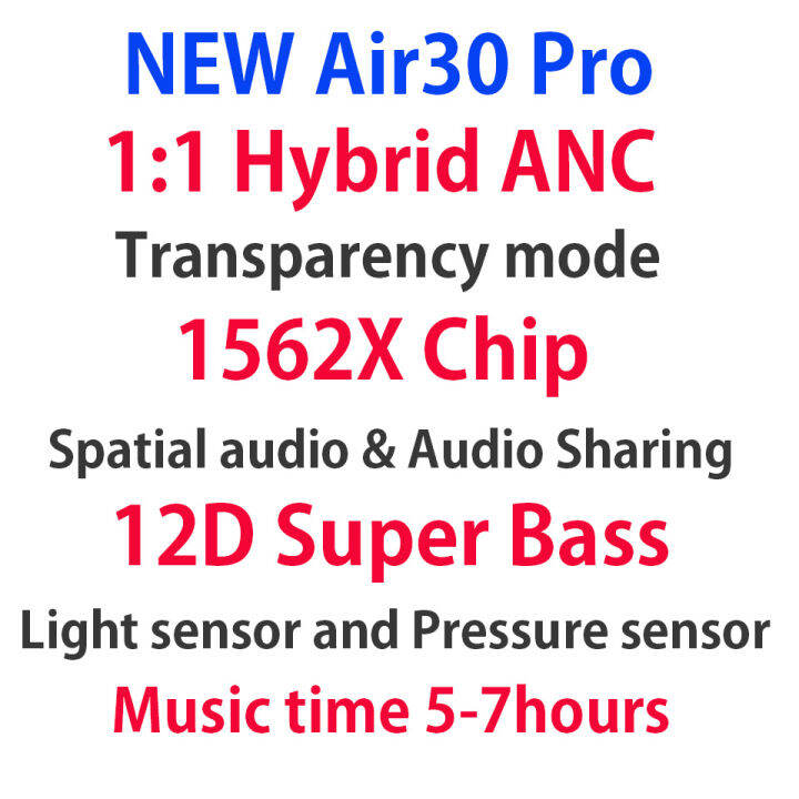 Air30 Pro PK Air21 Air20 TWS 45DB Hybrid ANC Wireless Earphone 1562X ...