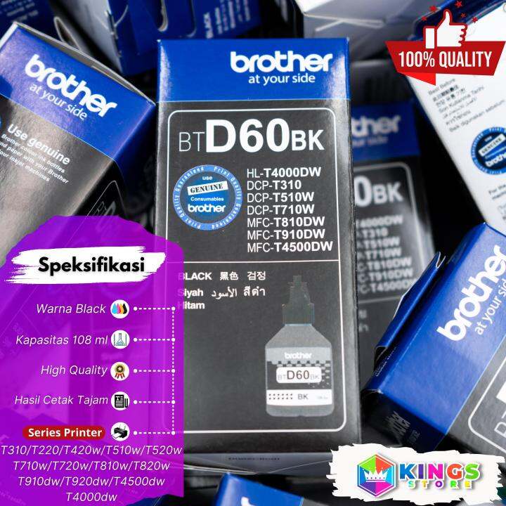 TINTA BROTHER BT60 & BT5000 PREMIUM For Printer HL-T4000DW, DCP-T220/T226/T310, DCP-T420W/T426W ...