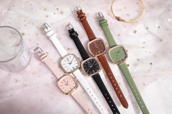 jhui学生款手表女士方形皮带数字罗马刻度石英表批发代发 | Lazada.co.th