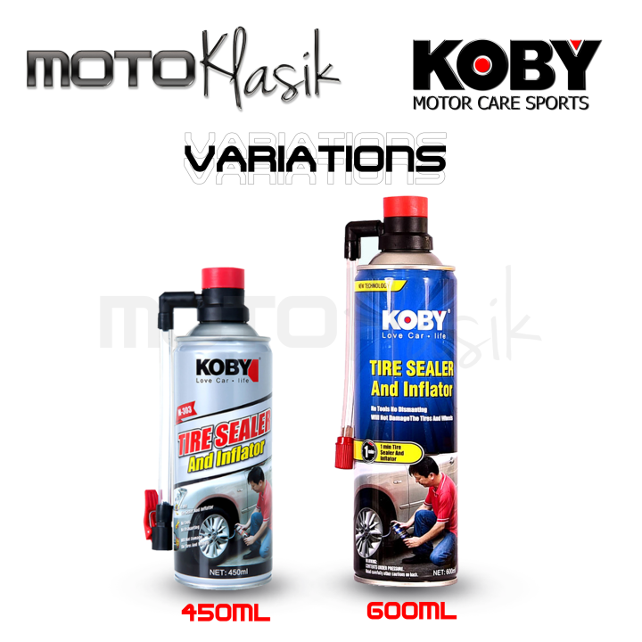 KOBY TIRE SEALER AND INFLATOR KOBY 450ML / 600ML FOR MOTORCYCLE AND CAR ...