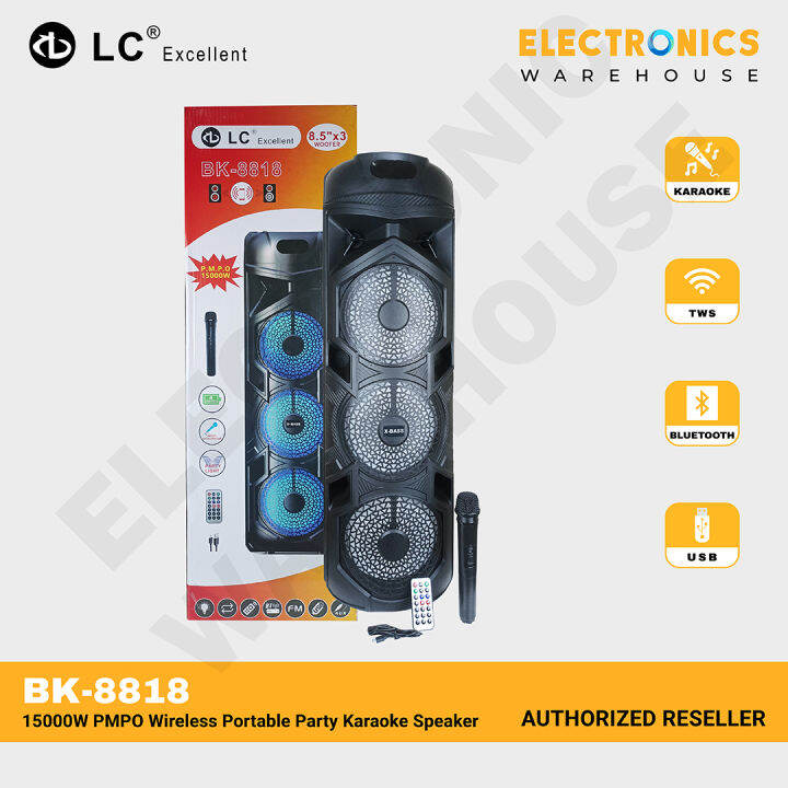 LC Excellent BK-8818 15000W PMPO Wireless Portable Party Karaoke ...