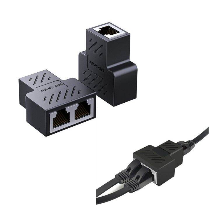 [hot K] 2pcs 1 To 2 Way Lan Rj45 Extender Splitter Ethernet Adapter For